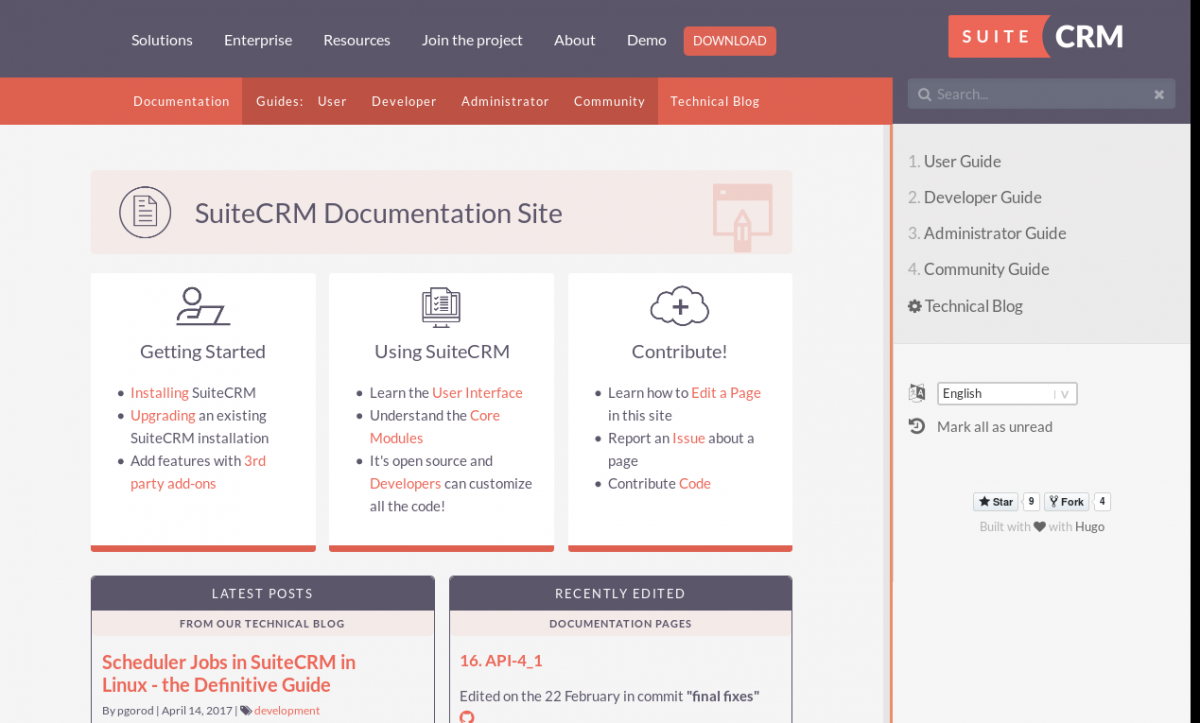 New SuiteCRM online documentation - SuiteCRM