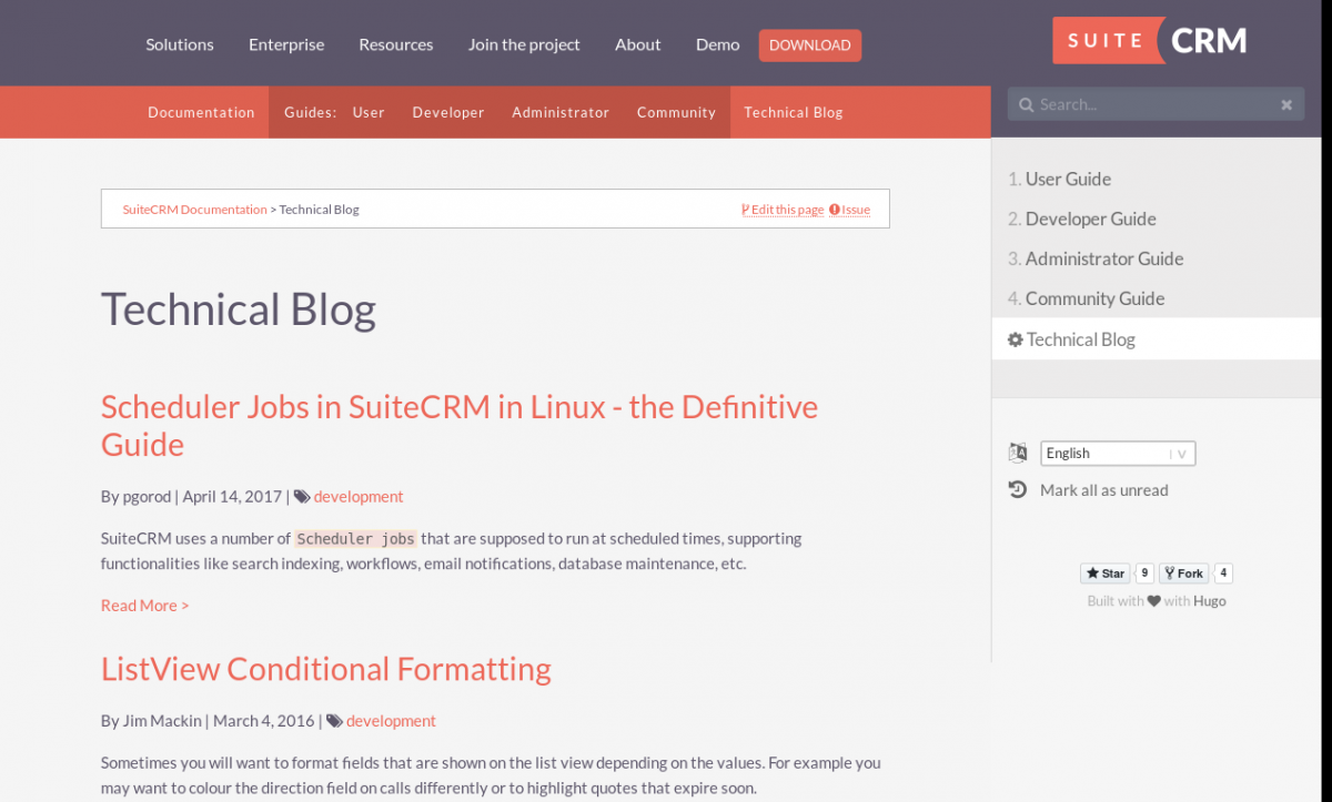 New SuiteCRM online documentation - SuiteCRM